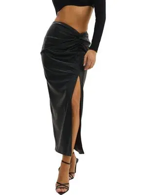 LAMARQUE Faux Leather Maxi Skirt - Black