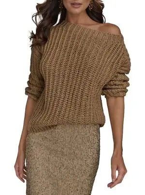 Donna Karan New York Open Stitch Sweater Hazelnut
