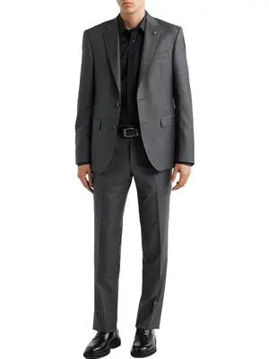 JACK VICTOR Stacie Trim Fit Solid Grey Stretch Super 110s Suit - Charcoal