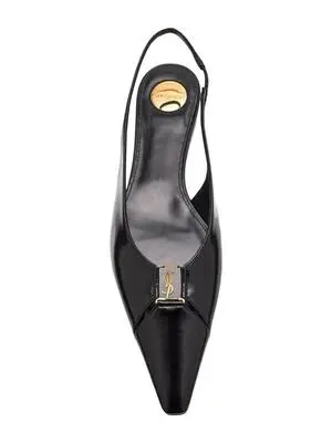 SAINT LAURENT Babylone Leather Slingback Ballerina Flats