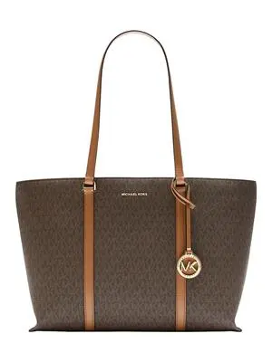Michael Kors Temple Monogram Logo Tote Brn/acorn