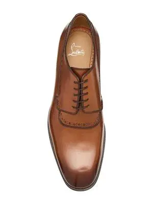 CHRISTIAN LOUBOUTIN Sartoby Brogue Leather Derby Shoes - Havane
