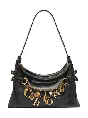 Chloé Logo Charm Hobo Bag - Black