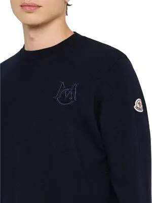 Moncler Monogram Appliqué Crewneck Sweater - Navy