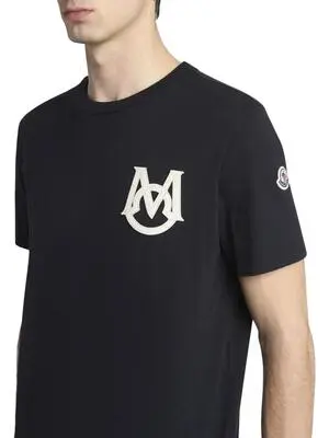 Moncler Apos;s Monogram Applique Crewneck T-shirt - Navy