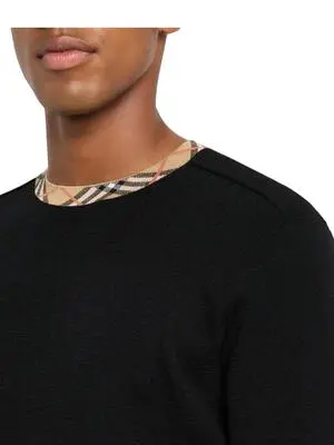 Burberry Check-trim Wool Sweater - Black