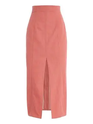 Carolina Herrera High-waisted Cotton-blend Twill Midi Skirt - Pink