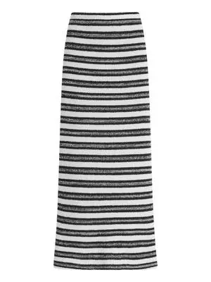 ZULU & ZEPHYR Cotton-blend Textured-knit Midi Skirt - Stripe