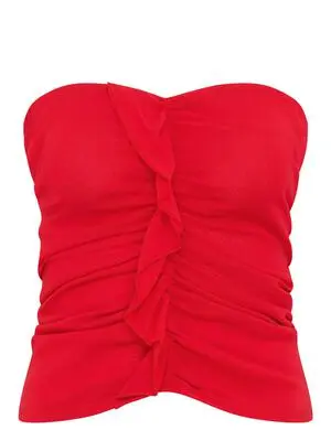 Paris Georgia Minimal Ruffle Tube Top - Red