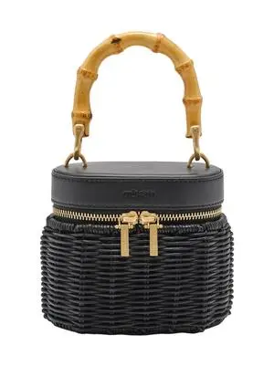 Cult Gaia Gwyneth Rattan Clutch - Black