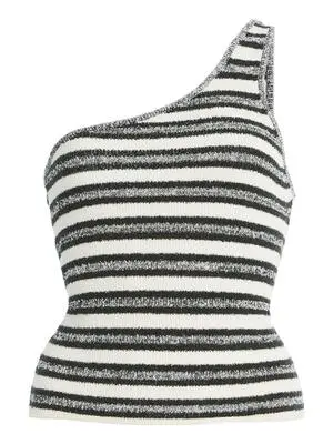 ZULU & ZEPHYR One-shoulder Textured Knit Top - Stripe