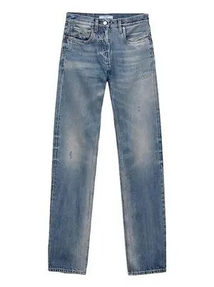 Prada Vintage-wash Tapered Denim Jeans - Blue