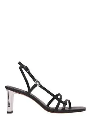 Maje Square-toe Leather Heeled Sandals - Black