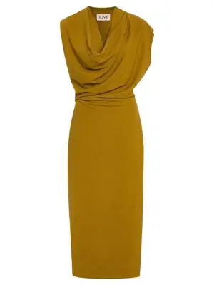 Tove Babette Draped Crepe Midi Dress - Yellow