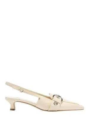 AeydĒ Davina Leather Slingback Pumps White