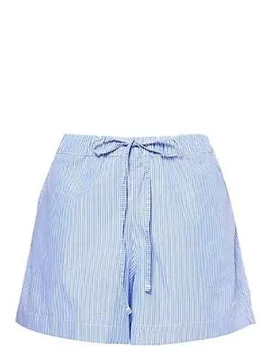 Hunza G Embroidered Striped Cotton-poplin Shorts - Blue Stripe
