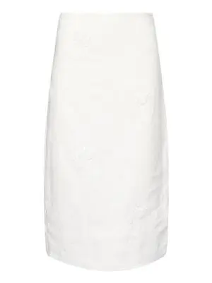 Sir The Label Embroidered Linen Midi Skirt - Ivory