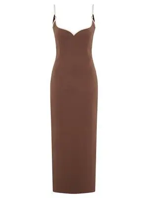 Paris Georgia Heart Bonded Jersey Maxi Dress - Brown