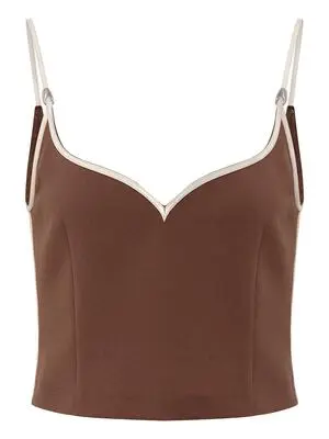 Paris Georgia Heart Bonded Jersey Vest Top - Brown