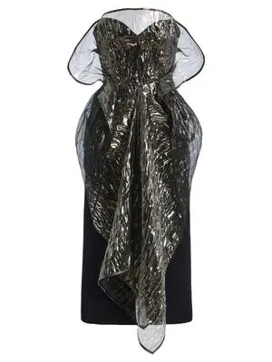Maticevski De La Cruz Silk-Detailed Crepe Midi Dress Silver