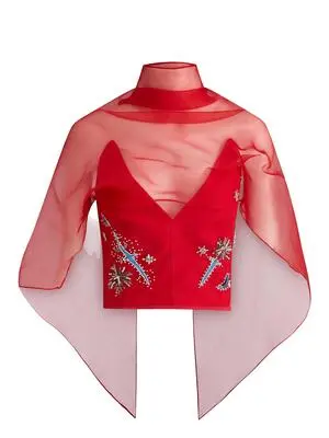 Maticevski Rebel Cause Bead-embroidered Top - Red