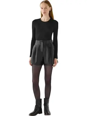 Veronica De Piante Tilly Nappa Leather Short - Black