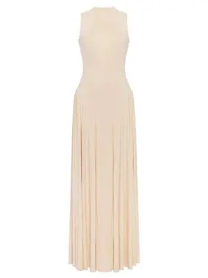 MILLA Sleeveless Maxi Dress With Pleated Skirt - Nude