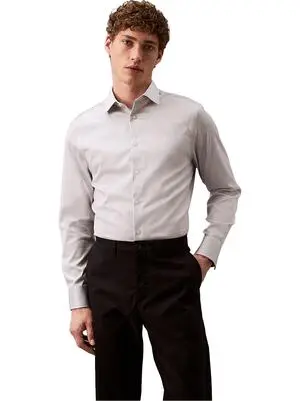 Calvin Klein Refined Slim Stretch Button-down Shirt Grey