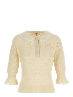 Chloé Pointelle Knit Top - White