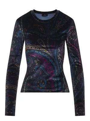 Etro Paisley Velvet Top - Blue