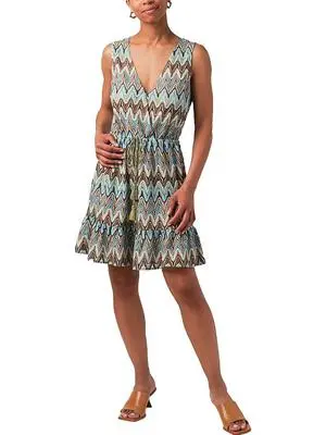 Calypso St. Barth Emelia Dress - Blue Multi Zig-zag