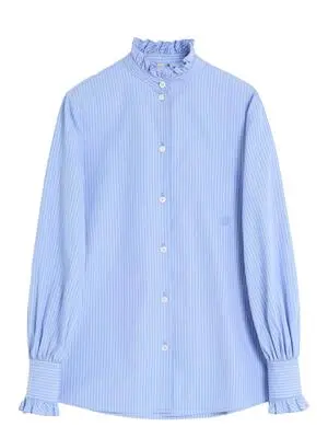 VALENTINO Cotton Ruffled Stripe Shirt
