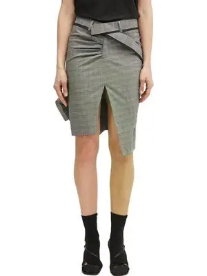 Ottolinger Check-print Belted Skirt - Grey