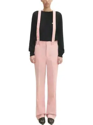 Fiorucci Wool Trousers With Embroidered Straps - Pink