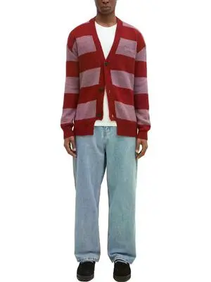 Aries Striped Cardigan - Red