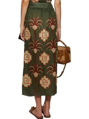 Johanna Ortiz Printed Wrap Skirt - Green