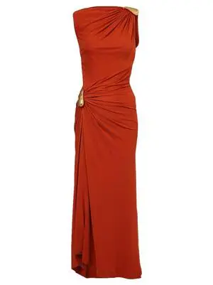 Bottega Veneta Gathered Long Dress - Orange