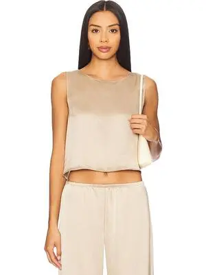 LESET Barb Crop Sleeveless Top - Sand