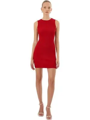 LAMARQUE Rib Knit Mini Dress Red