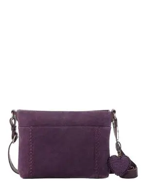 THE SAK Melrose Leather Crossbody Bag Aubergine Suede Heart