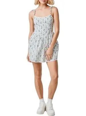 FLORENCE BY MILLS Lace Trim Tie Strap Minidress - Marbella Floral