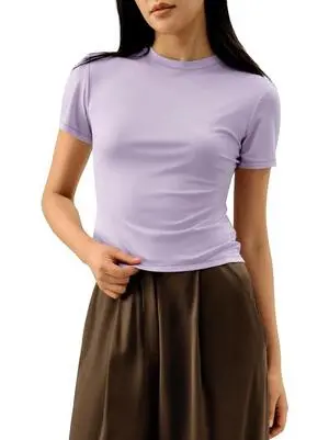 Lilysilk Slim Fitted Silk Jersey Tee Lilac