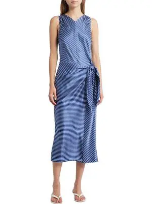 Rails Cairo Tie Waist Sleeveless Satin Midi Dress - Twilight Stripe