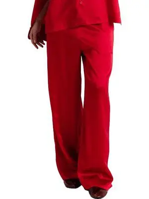 ALAS Alas' Name Silk Wide Leg Pants Red