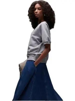 Topshop Full Denim Maxi Skirt - Blue
