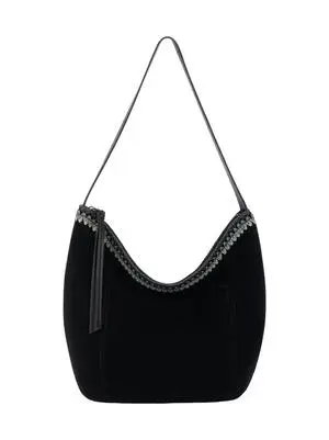 THE SAK Sequoia Hobo Leather Bag - Black Suede Blkt Stch