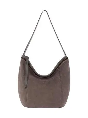 THE SAK Sequoia Leather Hobo Bag Mshrm Sued Blkt Stch