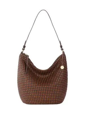 THE SAK Sequoia Leather Hobo Bag Woven Mahogany Cognac