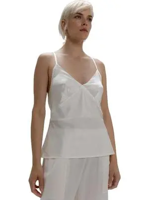 ALAS V-neck Sleeveless Silk Blouse - Milk White