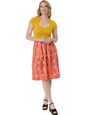 Unique Vintage Swing Skirt - Orange